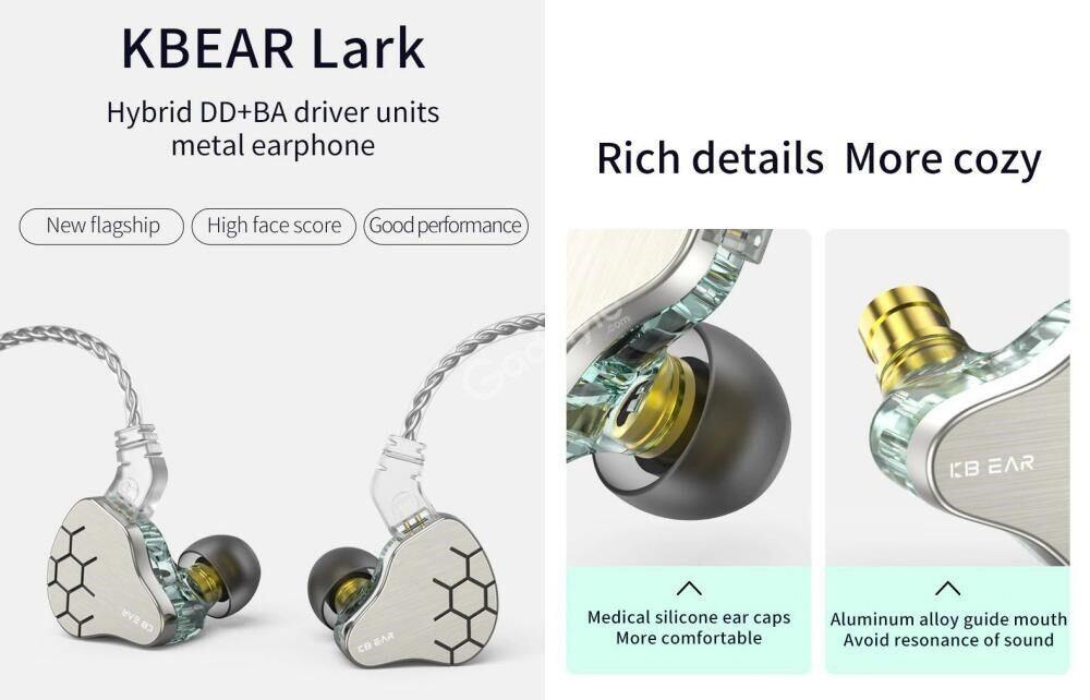 Kbear Lark Hybrid 1Dd+1Ba Driver Unit In Ear Earphone Hifi Sport Music ...