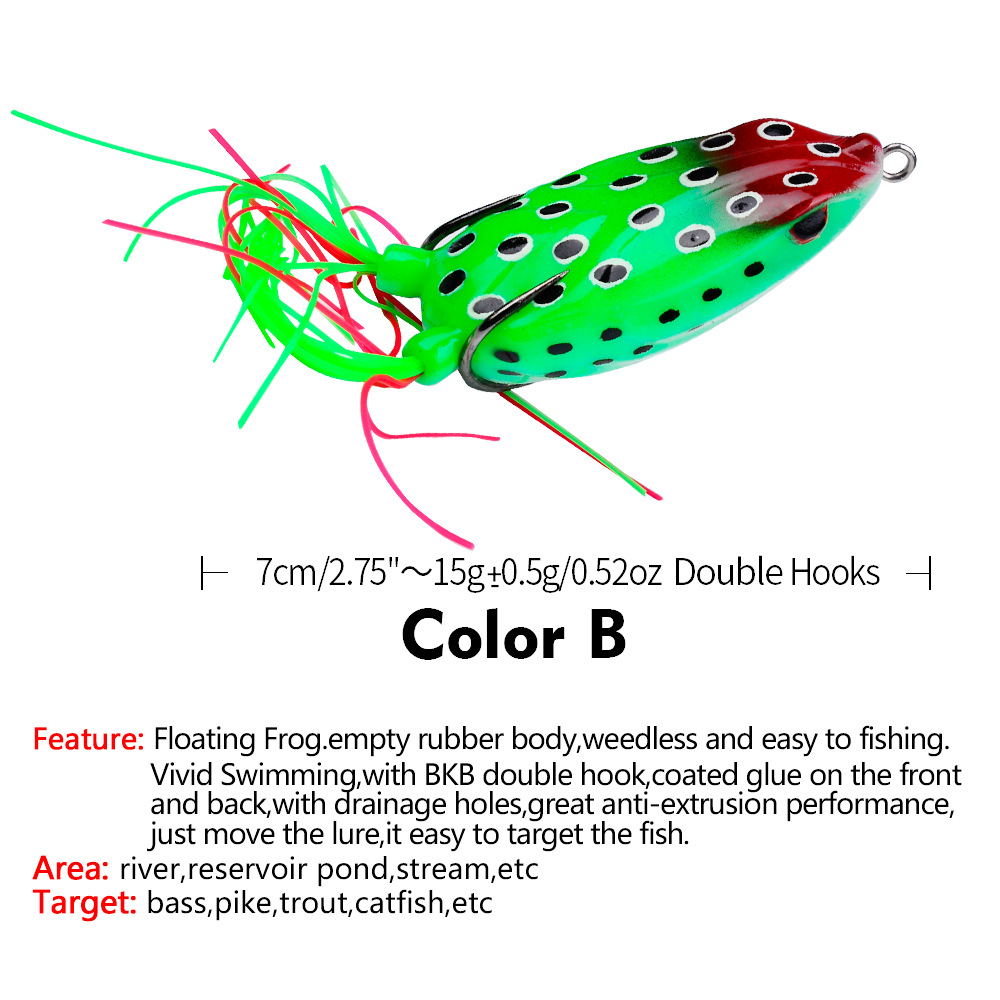 1PCS Floating Frog Lure 7cm-15g Soft SwimBait Wobbler Artificial Rubber ...