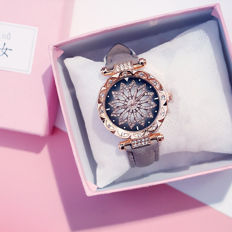 Women Starry Sky Watch Luxury Rose Gold Diamond Watches Ladies Casual ...