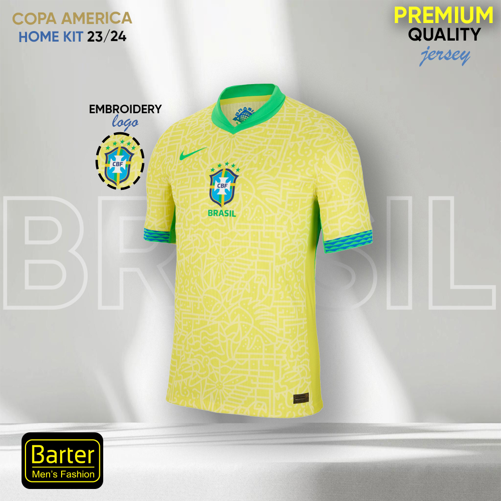 Premium Quality Brazil home kit half sleeve jersey For Men-Brazil 2024 ...