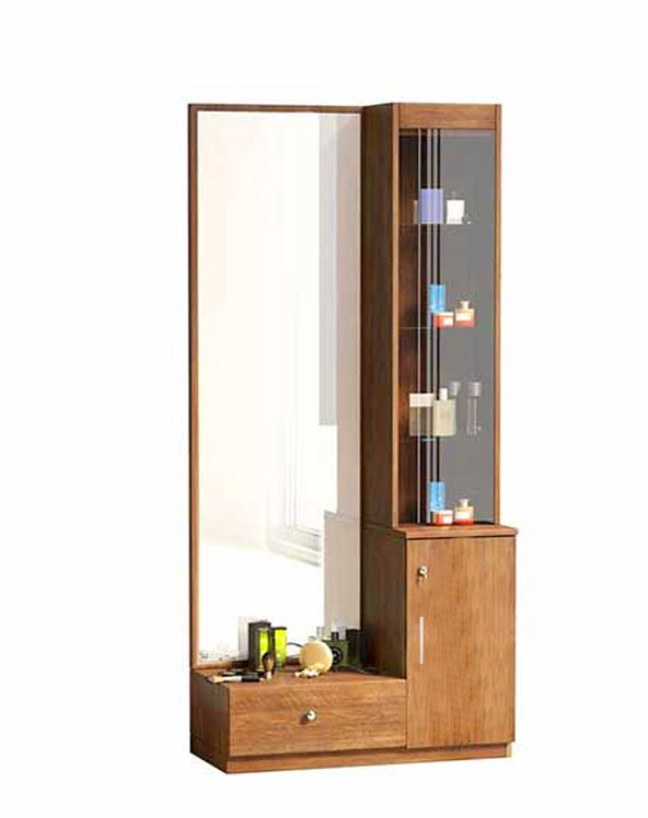 Walnut finish full view mirror Dressing table with side glass ...