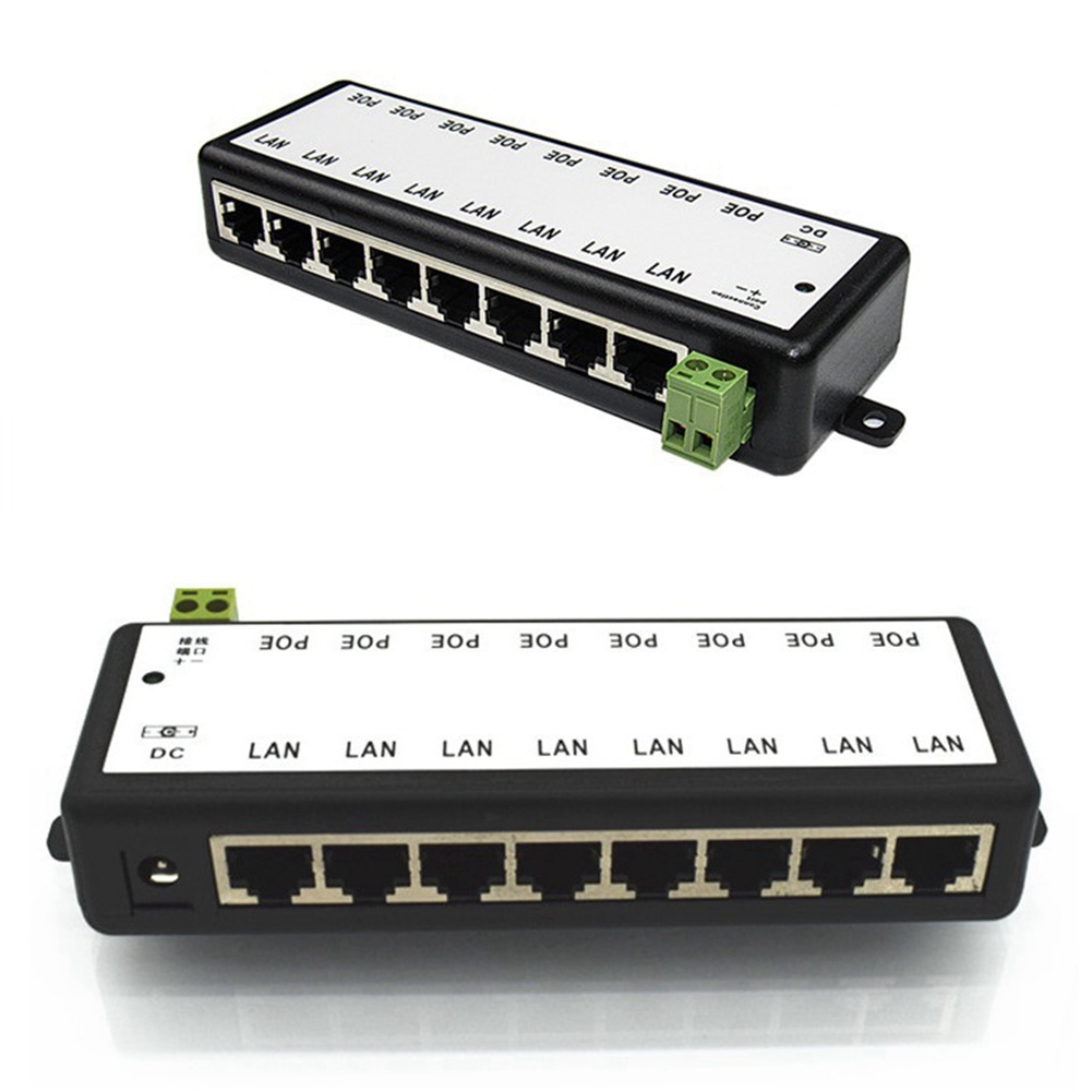 POE Injector 8 Ports PoE Power Adapter Ethernet Power Supply for CCTV ...