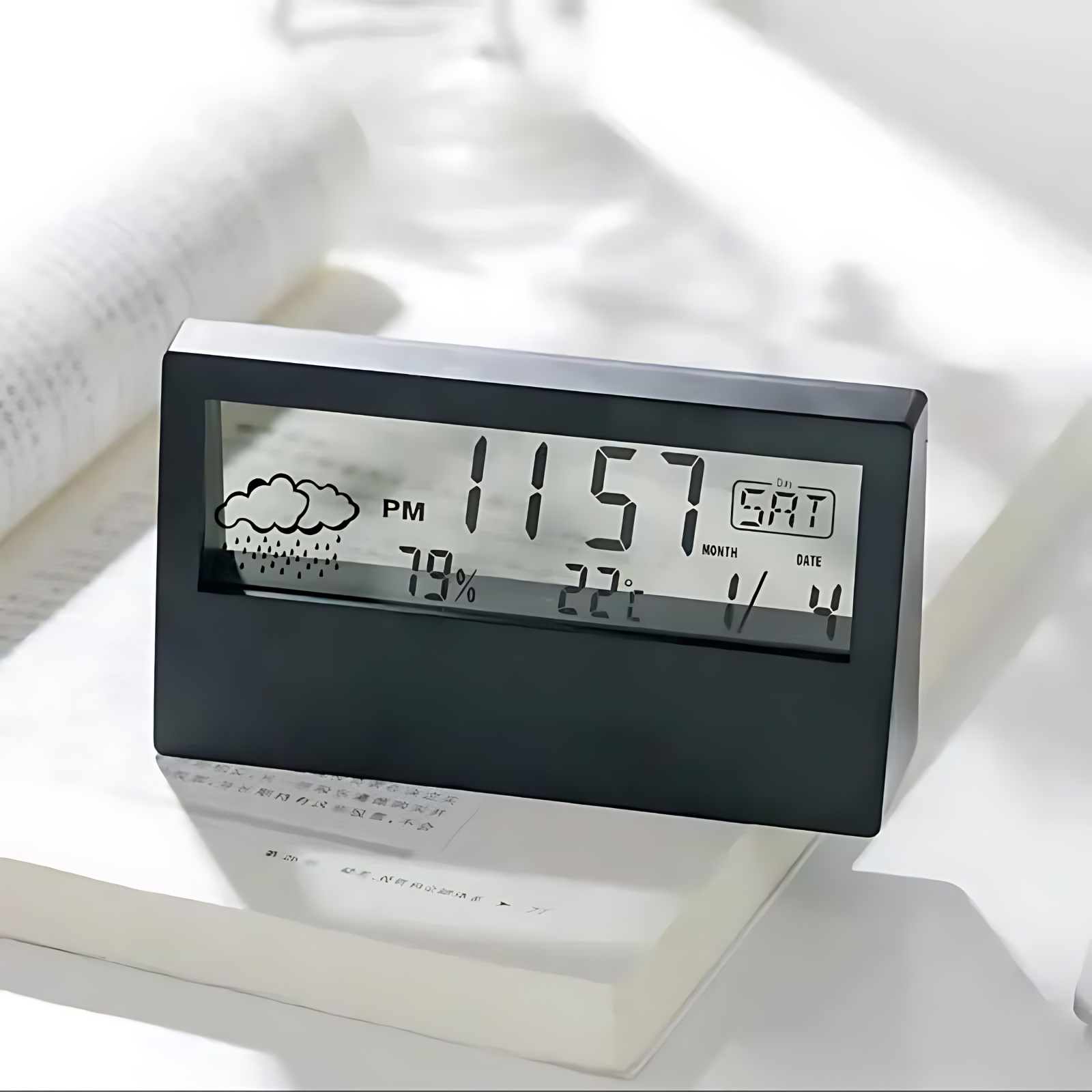 Digital Alarm Clock LCD Temperature Humidity Digital Clocks Bedside ...