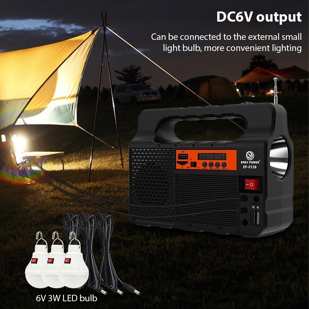 Portable Solar Generator with Solar Panel Radio BT Speaker Phone ...