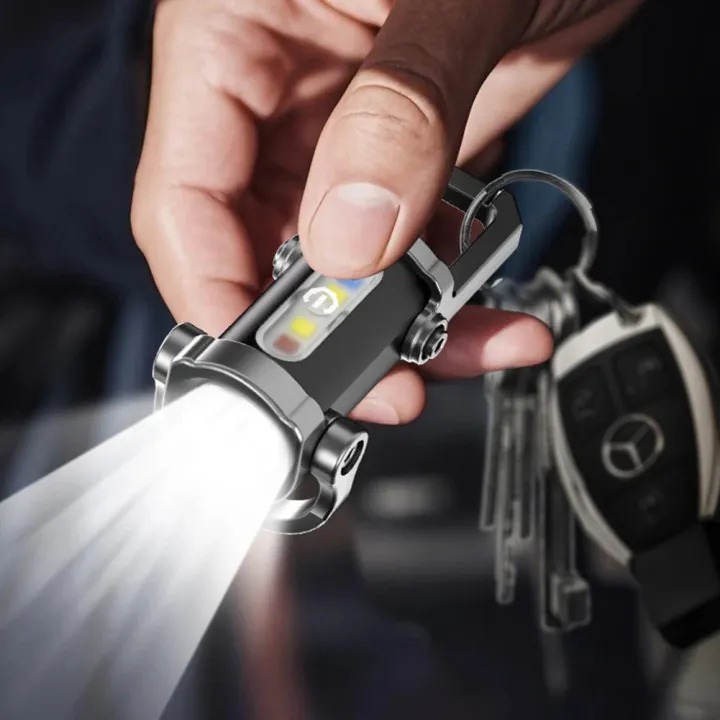 Mini Flashlight 7 Gear COB LED Keychain Flashlight Type-C USB ...