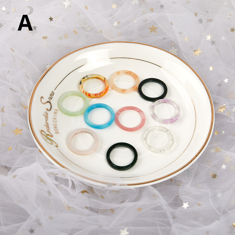 10 Pcs/Lot Mixed Color New Trendy Korean Simple Colorful Resin Finger ...