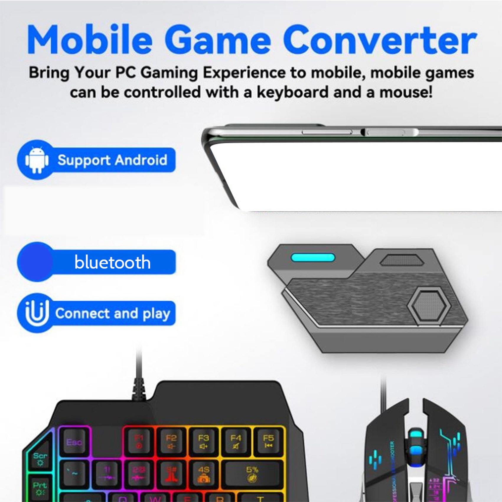 Mobile Controller Gaming Keyboard Mouse Converter PUBG Keypad Adapter ...