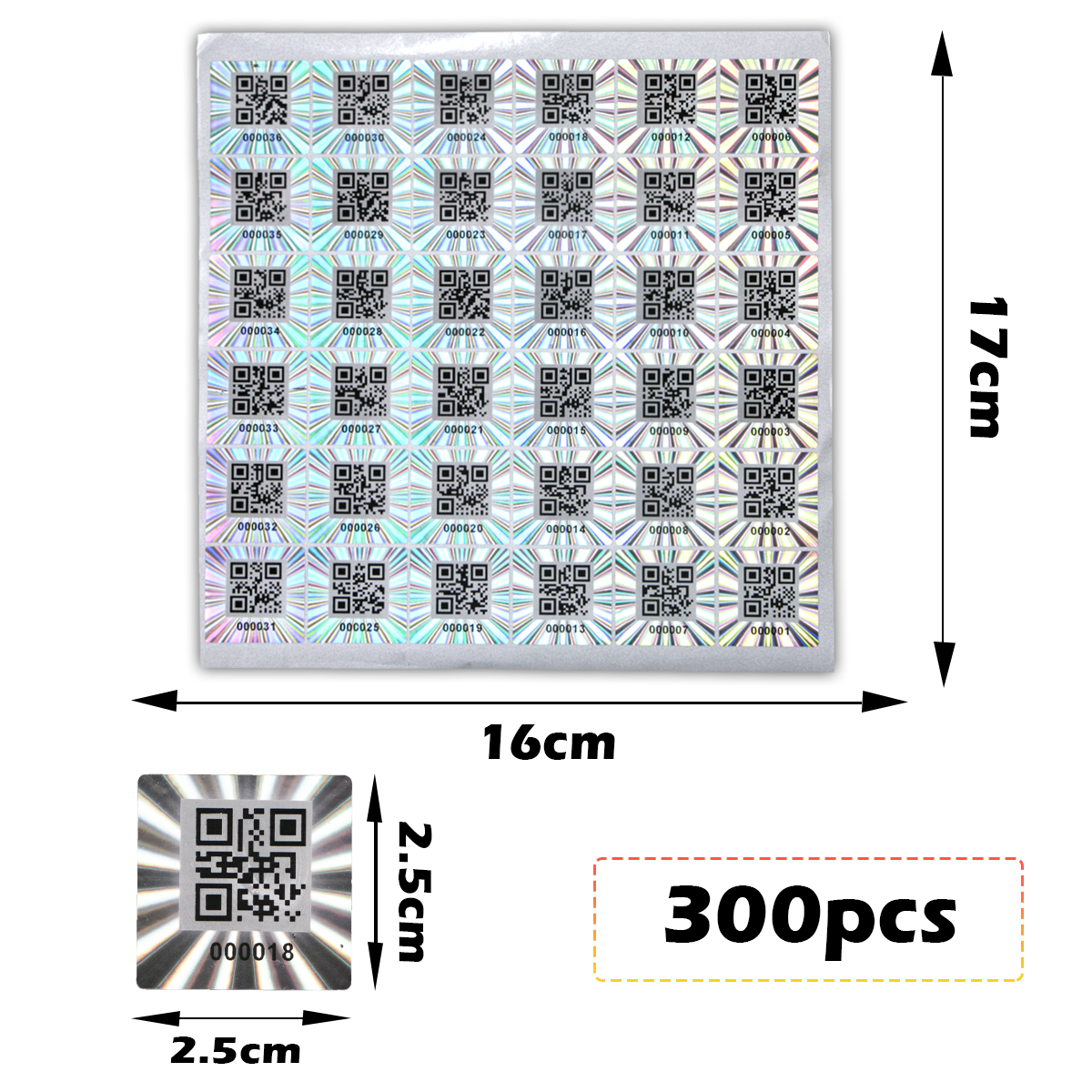 2.5x2.5cm Silver laser Stickers with QR Code Authentic Security seal ...