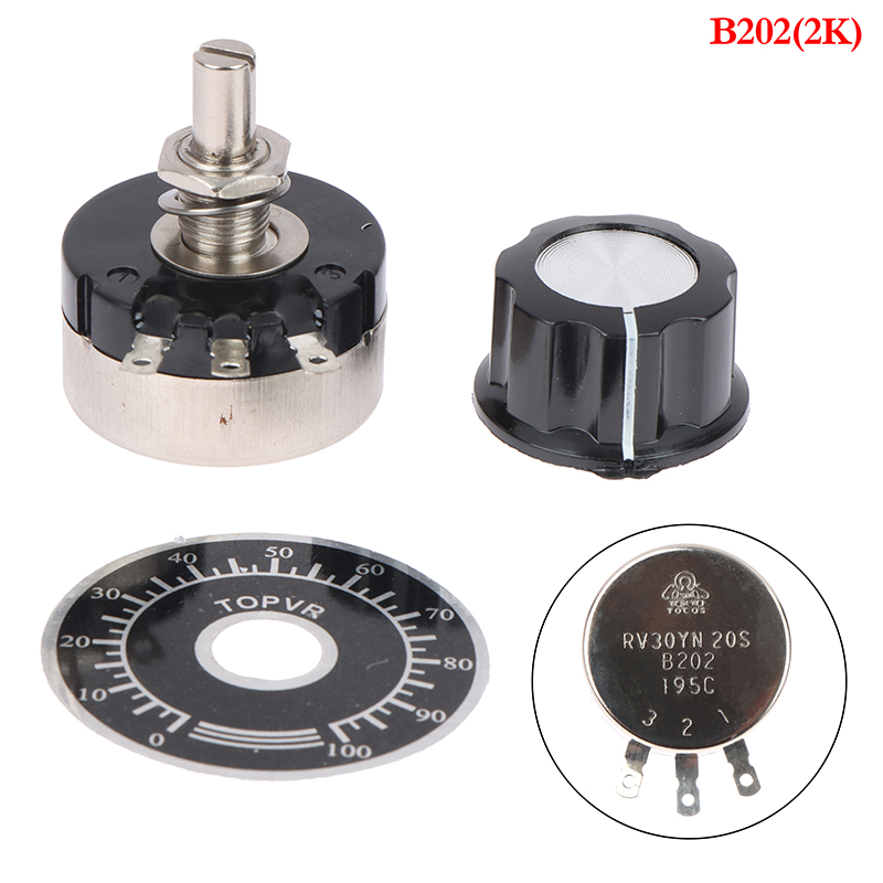 1Set Single-turn Carbon Film Potentiometer +Scale+Knob RV30YN20S 5K 10K ...