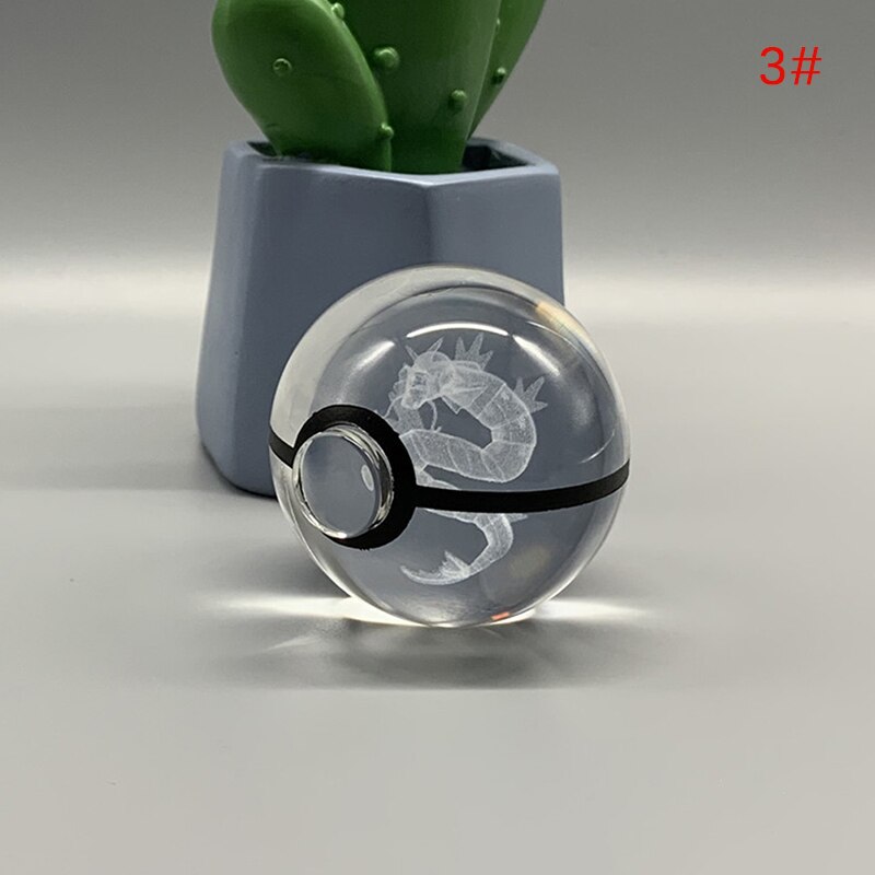 Anime Pokemon 3D Crystal Ball Snorlax Figure Pokeball Engraving Crystal ...