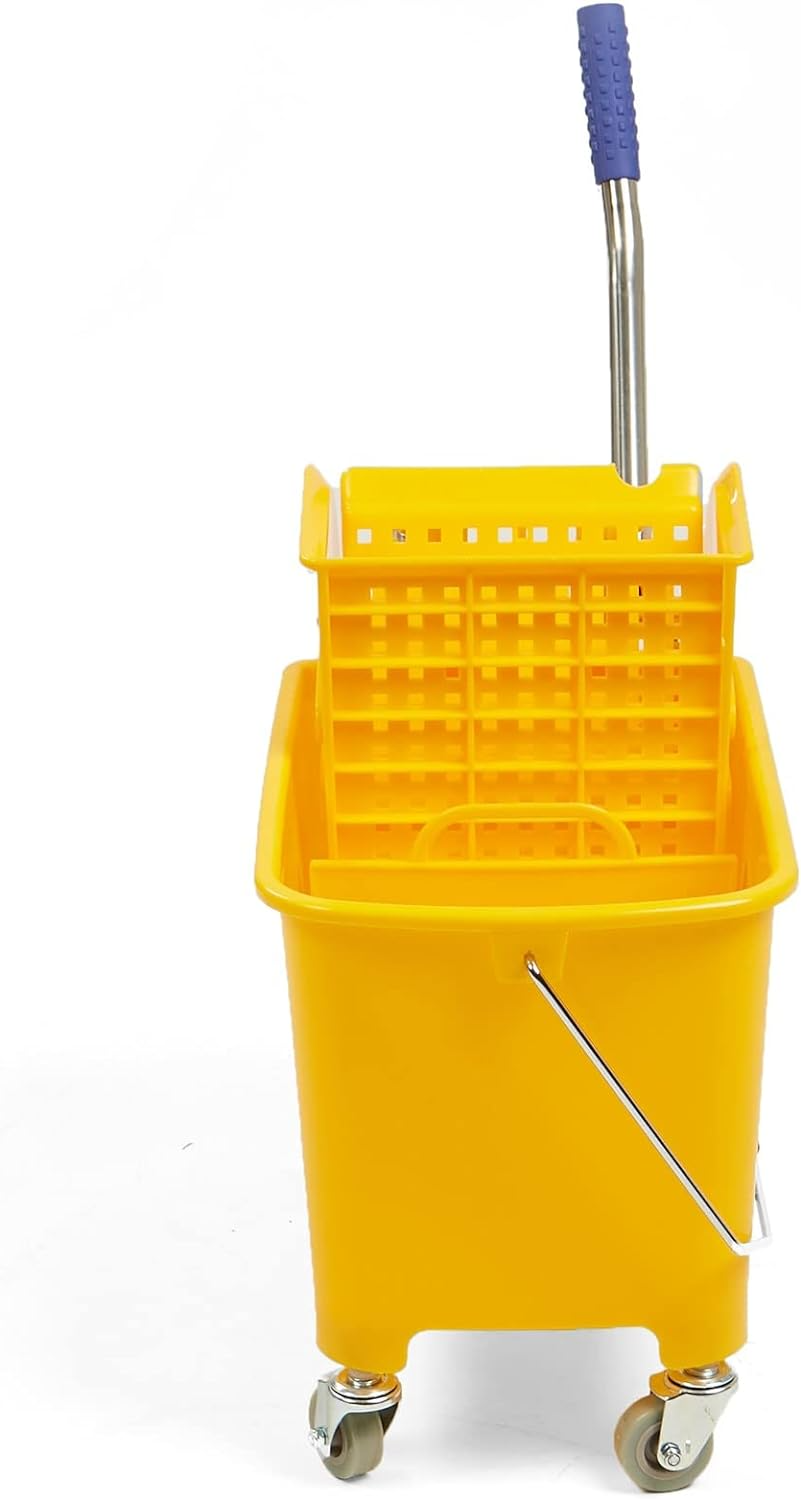 Mind Reader Mobile Heavy Duty Mop Bucket with Upward Press Wringer, 22 ...