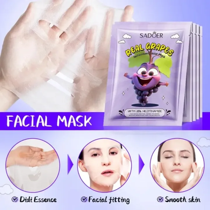 SADOER Real Grapes Hydrating Facial Sheet Mask | Daraz.com.bd