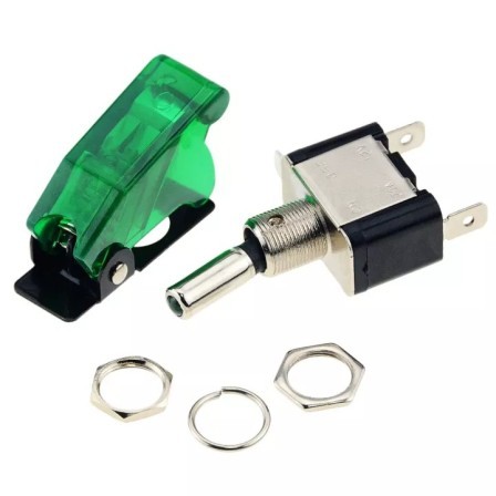 Green - ASW-07D 12V 20A Illuminated Led Toggle Switch with Flip Up ...