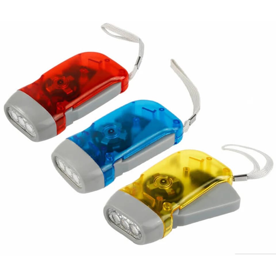 Dynamo Hand Pressure 3 LED Torch Light Battery less Crank Torch Flash ...