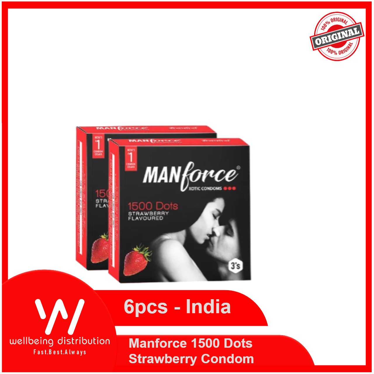 Manforce Xotic Condom 1500 Dots Strawberry Flavour Condoms - Combo Pack - 3x2=6pcs | Daraz.com.bd