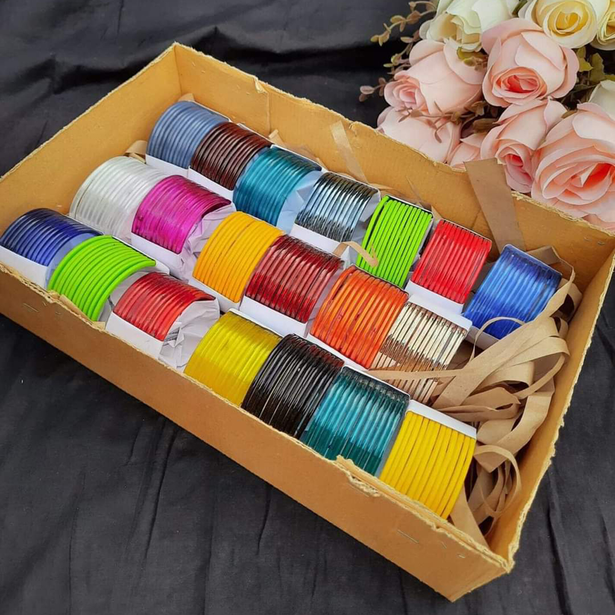 12 Dozon Glass Bangles/Churi combo gift package for girls ( Reshmi ...