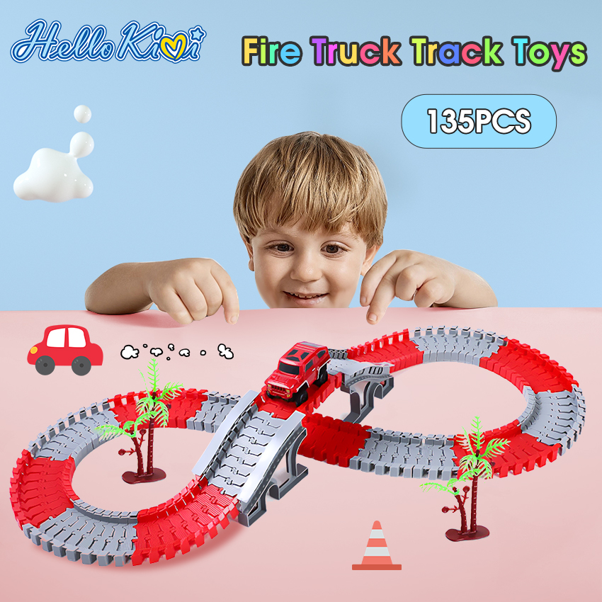 HelloKimi Children's Fire Truck Toy Track Model Set Construction Toys ...