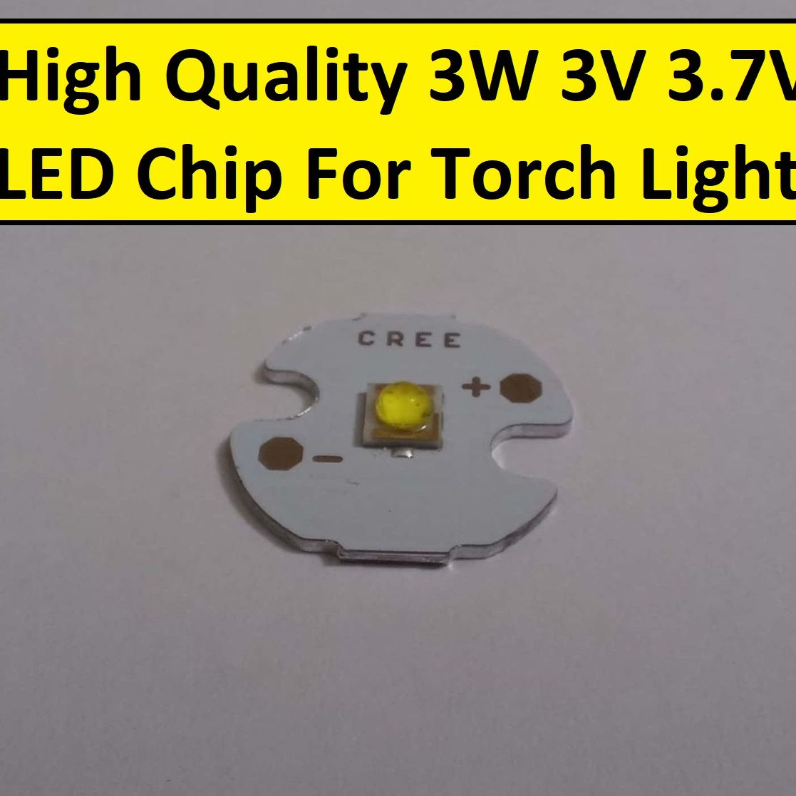 CREE-16mm Torch Light LED WHITE Color 3Watt LED Chip 3V 3.7V 3W With Metal Plate Heatsink Heat ...