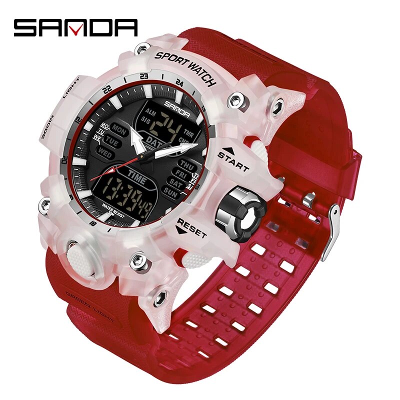 SANDA G Style Step Calorimeter Single Electronic Watch Nightlight Waterproof Sports Double ...