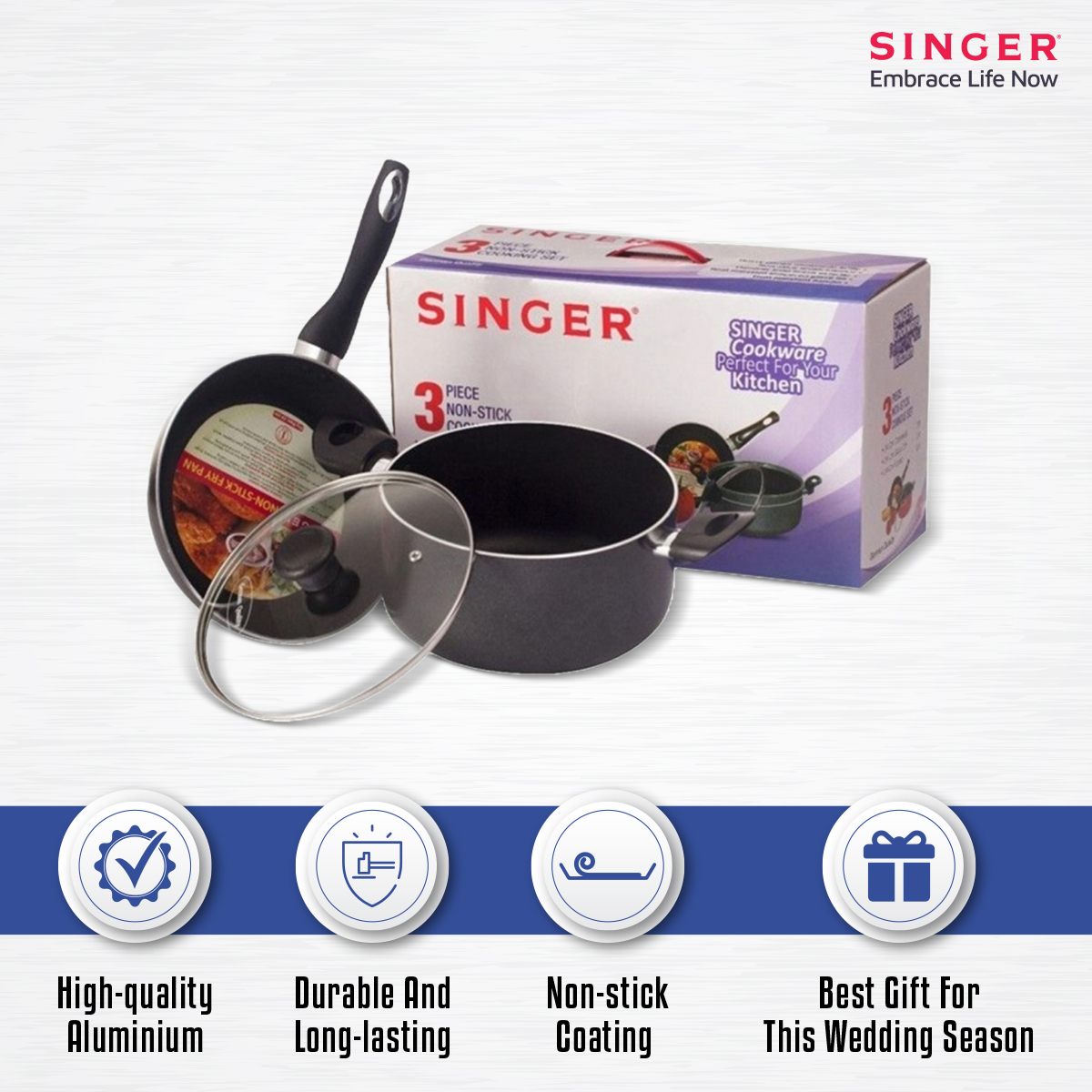 SINGER Non Stick Cooking Giftbox 3 Pcs NS-GIFTBOX-3 | Daraz.com.bd