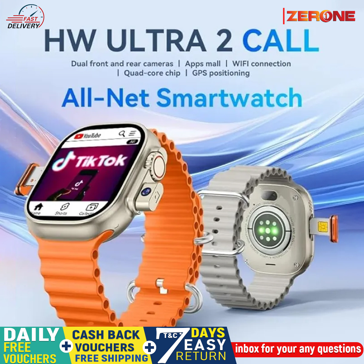 HW Ultra 2 Call 5G Android Smartwatch Dual Camera Wifi Sim Supported ...