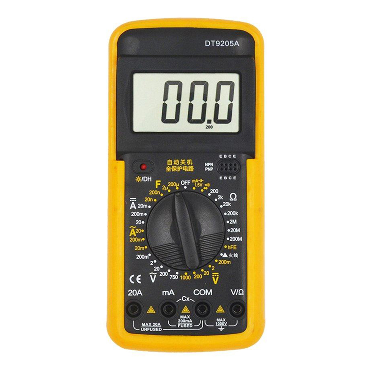 Digital Multimeter 9205A Volts Amps Resistors Ohms Transisor Tester ...