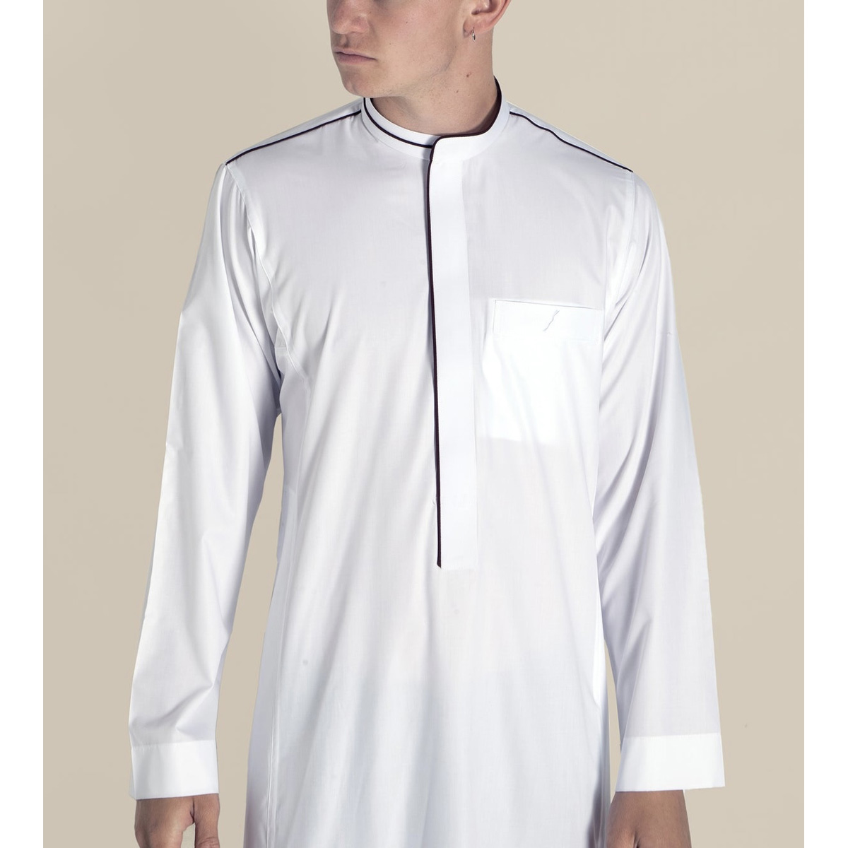 Plain White Jubba with Black Design | Daraz.com.bd