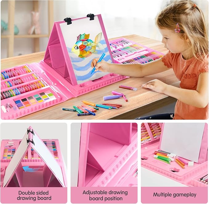 TOMMYHOME Drawing Kit 208PCS Deluxe Coloring Art Set for Kids 6-12 ...