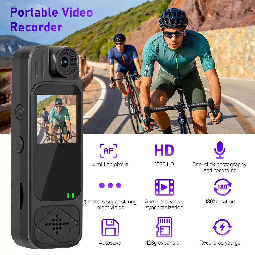 Mini Body Camera 1080P HD Sports Camera Rotatable Night Vision Digital ...