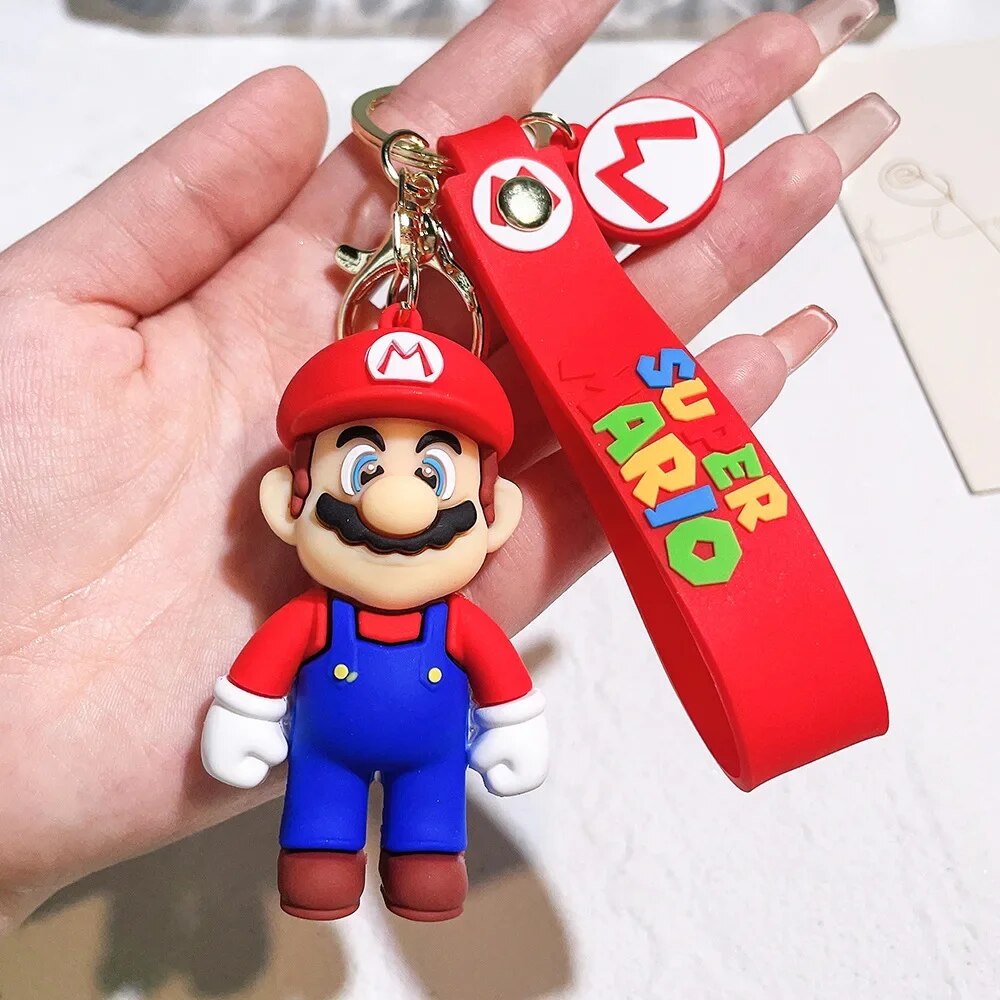 Super Mario 3D Cartoon Keychain Mario Bros Luigi Toad Yoshi Bowser ...