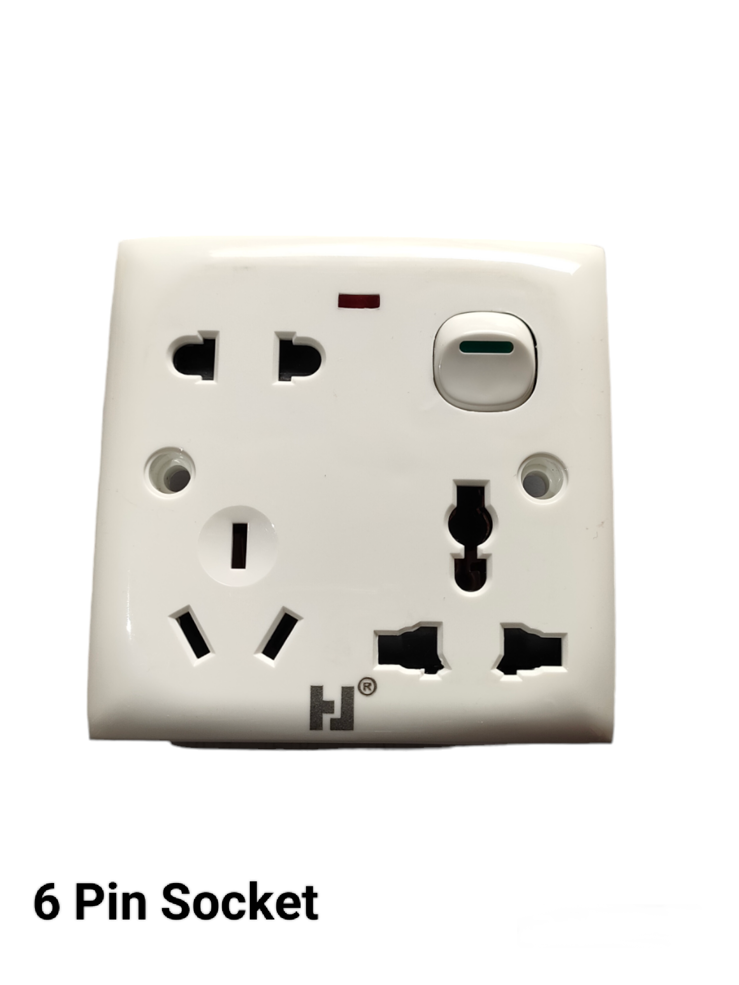 6 Pin Multi Gang Socket with Indicator 3 pin & 2 Pin Multi Function ...