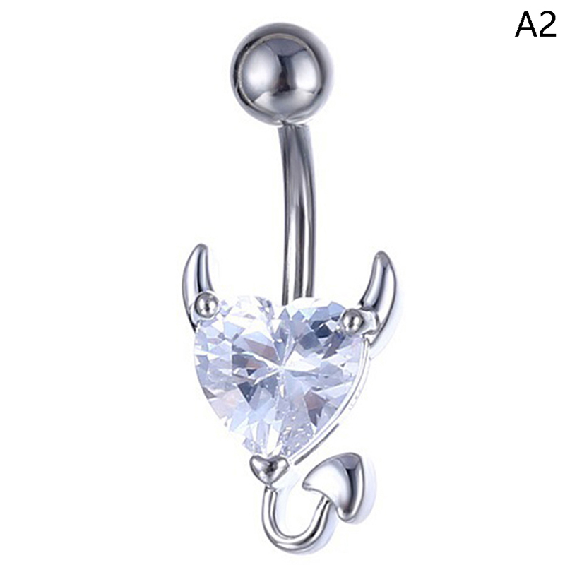 Crystal Belly Button Ring Animal Shape Belly Piercing Stainless Steel Heart Navel Curved Barbell ...