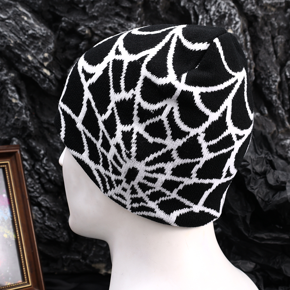 Y2K Gothic Spider Pattern Wool Acrylic Knitted Hat Women Beanie Winter ...