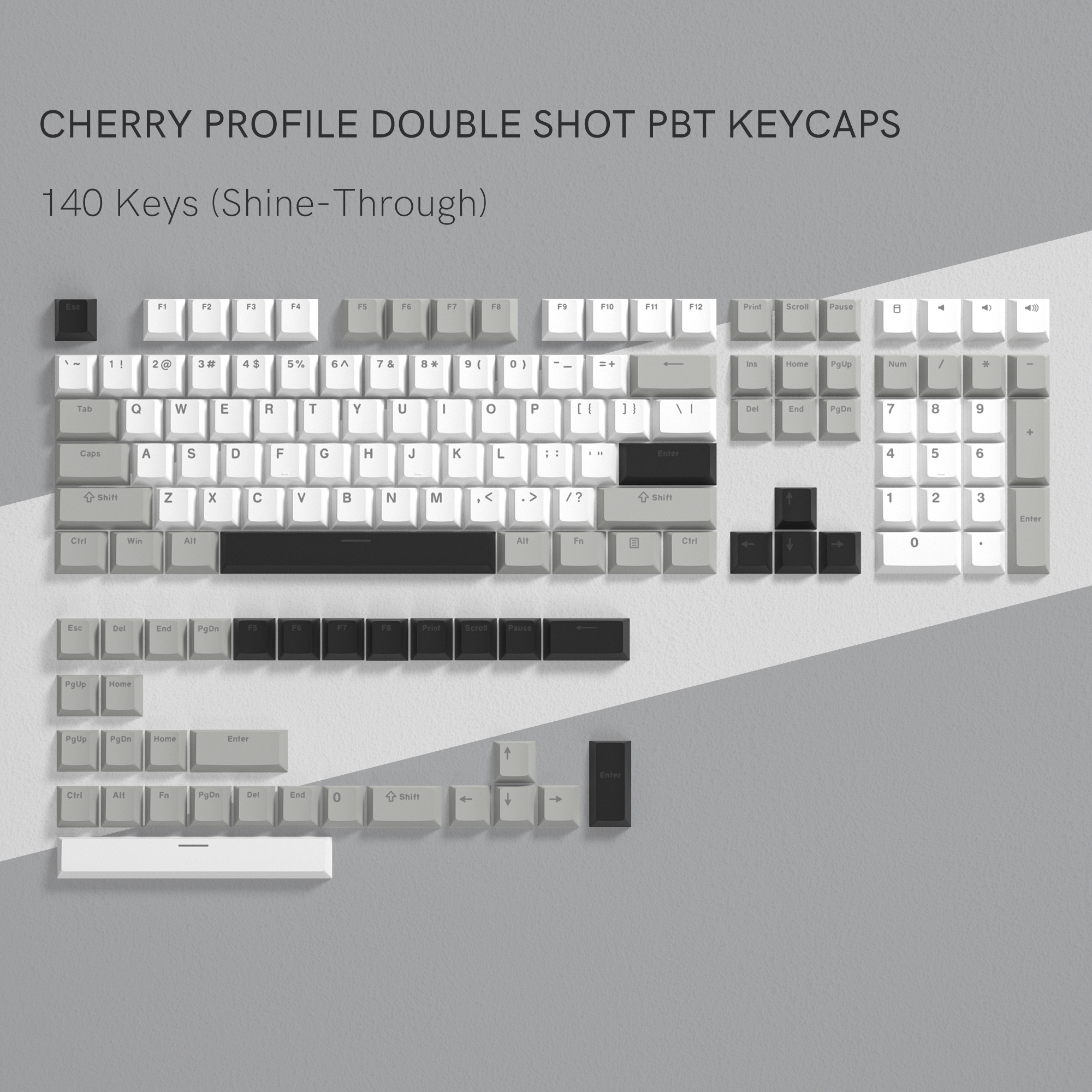 138 Keys Retro White Grey Red PBT Keycap Double Shot Cherry Profile Key ...