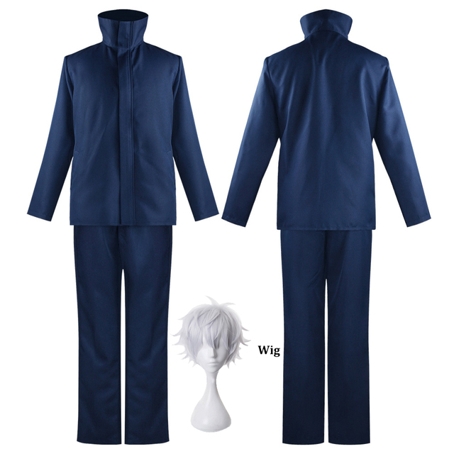 Anime Jujutsu Kaisen - Gojo Satoru Cosplay Costume White Grey Wig Boys ...