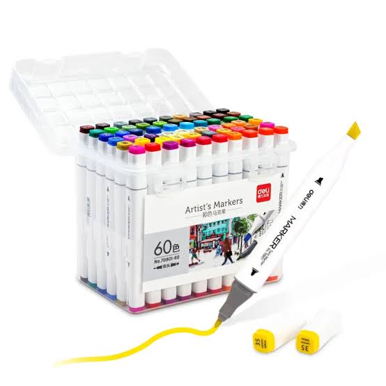 Deli 60 Colors Markers Set, Double Tipped Fine & Chisel, Markers for ...