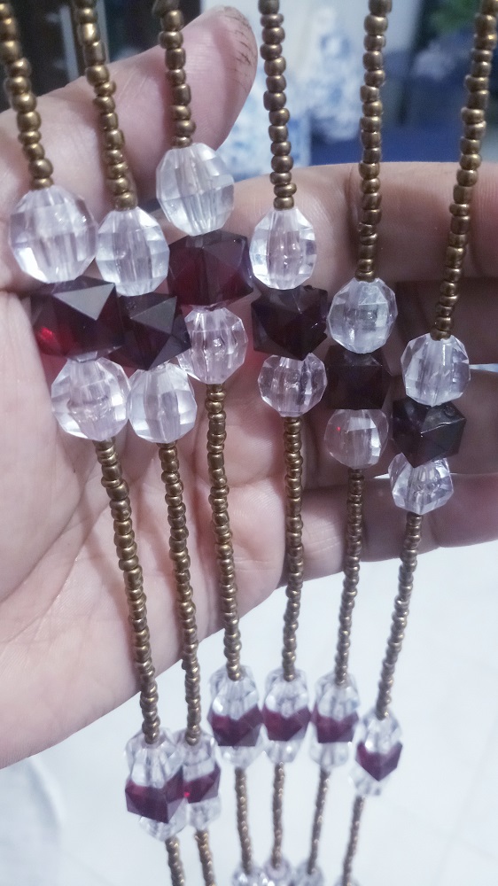 6 Lines Maroon, ANTIQUE Faux Crystal Bead Strings Curtain, Luxury ...