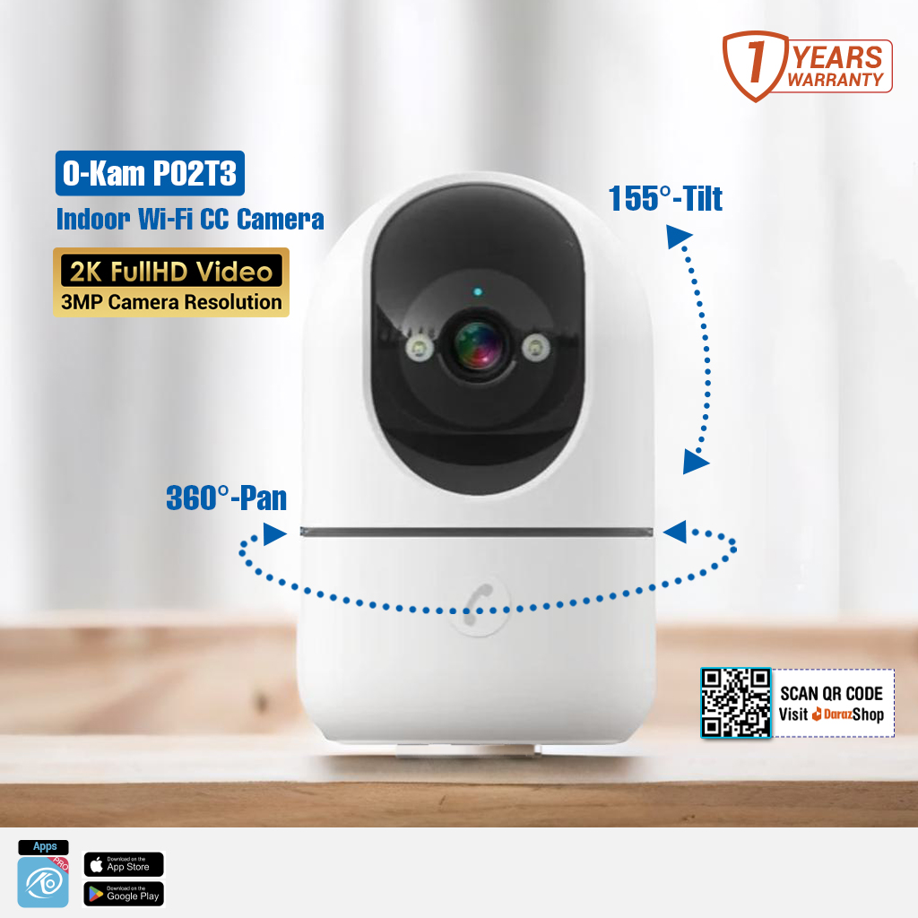 OKAM PRO P02T3 WIFI IP Camera 1080P HD Video 3MP Pan-Tilt 360 Degree ...