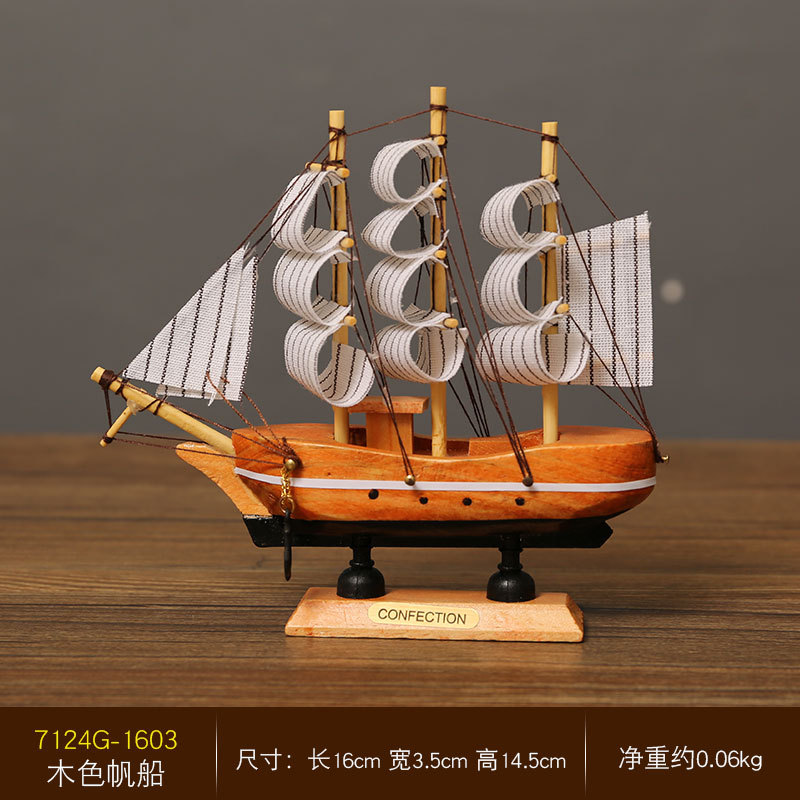 16-20cm Ledpirate Ship Sailing Model Wooden Small Wooden Boat ...