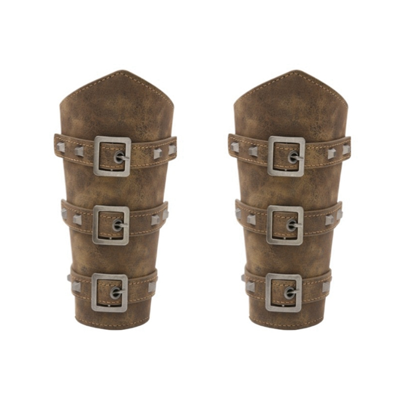 2Pcs Faux Leather Wrist Guards Set Medieval Arm Bracers Arm Armor Wrist ...