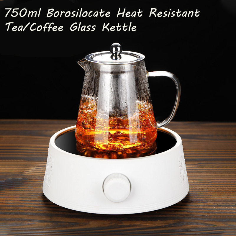 New Borosilicate Glass Teapot, Loose Leaf Tea Kettle, 750 ml ...