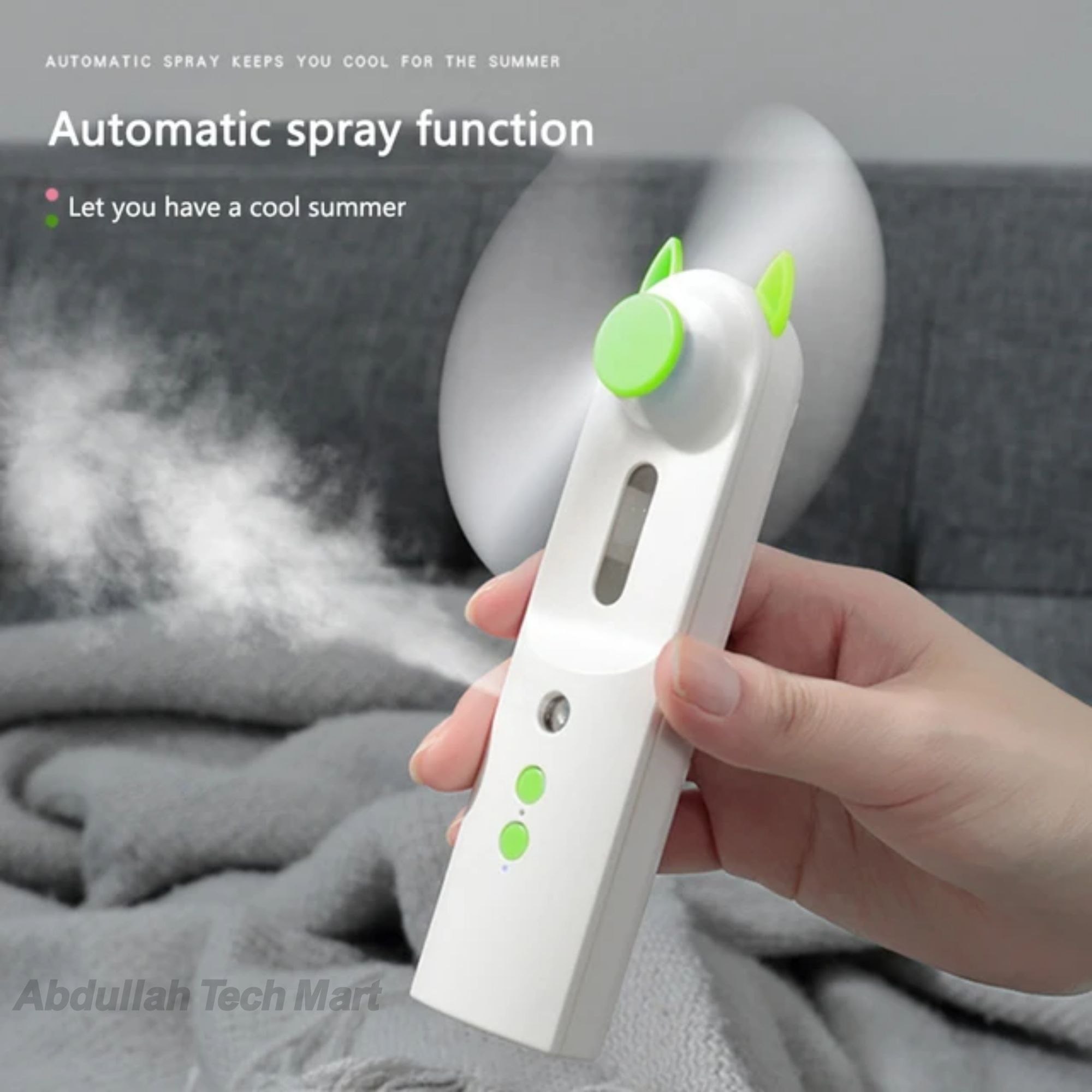 2 In 1 Water Spray Mist Fan Electric USB Rechargeable Handheld Mini Fan ...