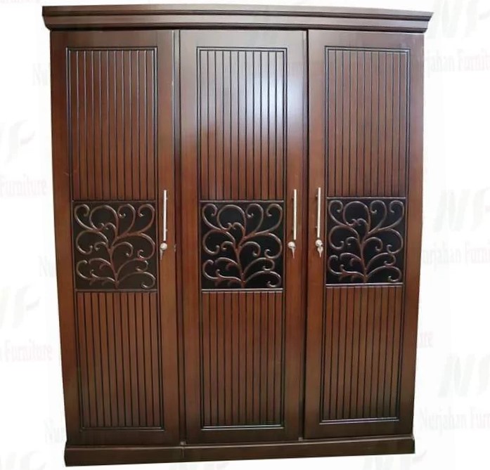 New Design MDF Wooden 3 Doors Almirah | Daraz.com.bd