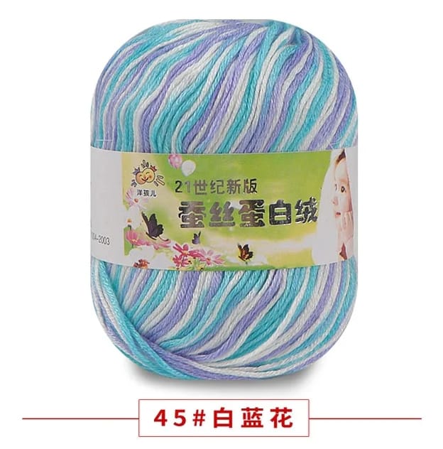 Mixed Color Needlecraft Fibroin Wool Yarn Smooth Worsted Soft Silk Baby ...