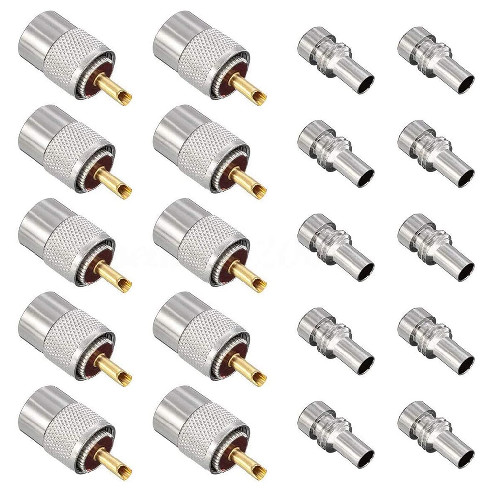 10 Pack UHF/PL-259 Solder Connector Plug with Reducer for RG8X, RG8 ...