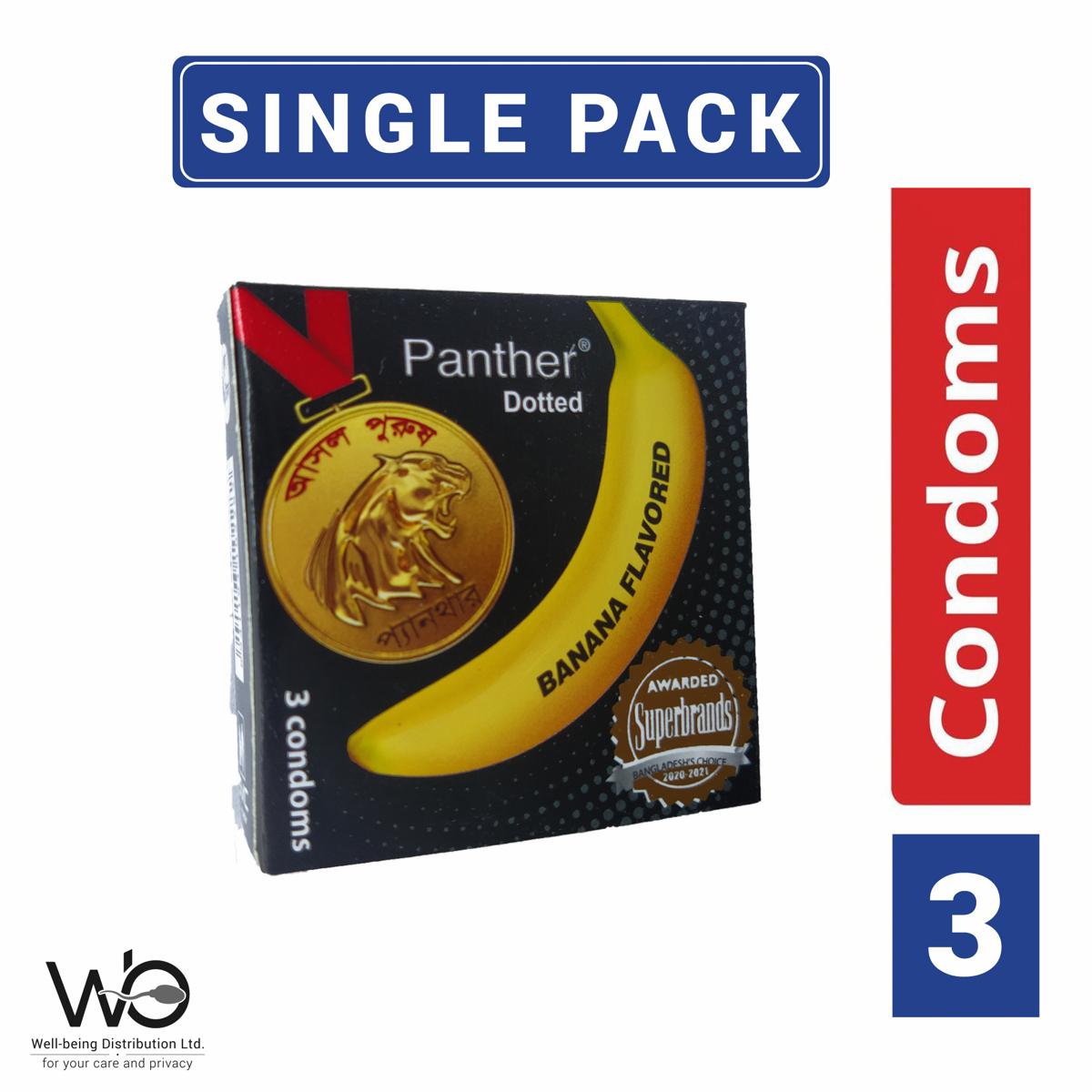 Panther - Dotted Banana Flavored Condom - Single Pack - 3x1=3pcs | Daraz.com.bd