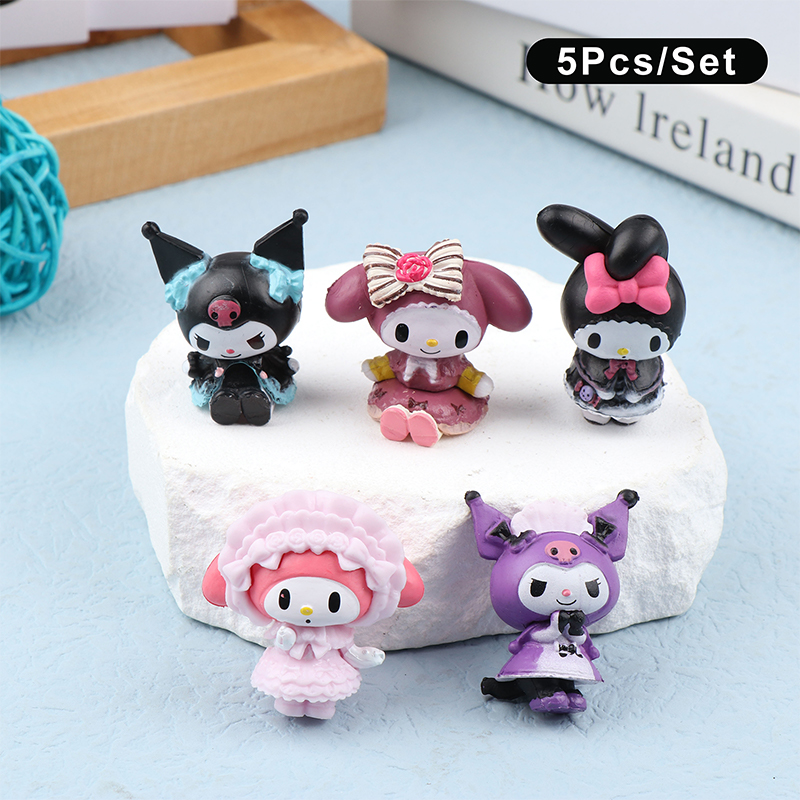Kuromi Figure Hello Kitty Sanrio Cartoon My Melody Figurines PVC Dolls ...