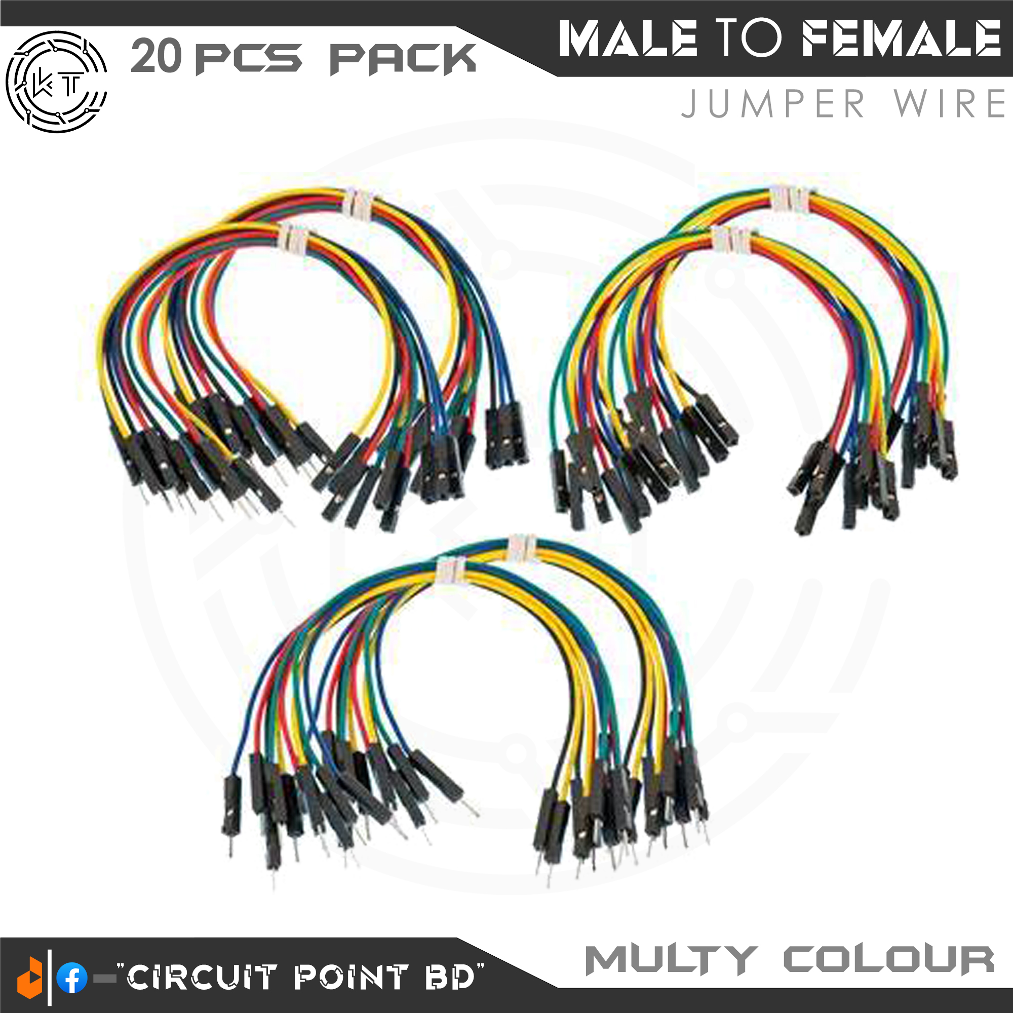 20Pcs Male to Female / Female to Male Jumper Wire Cable Multycolour ...