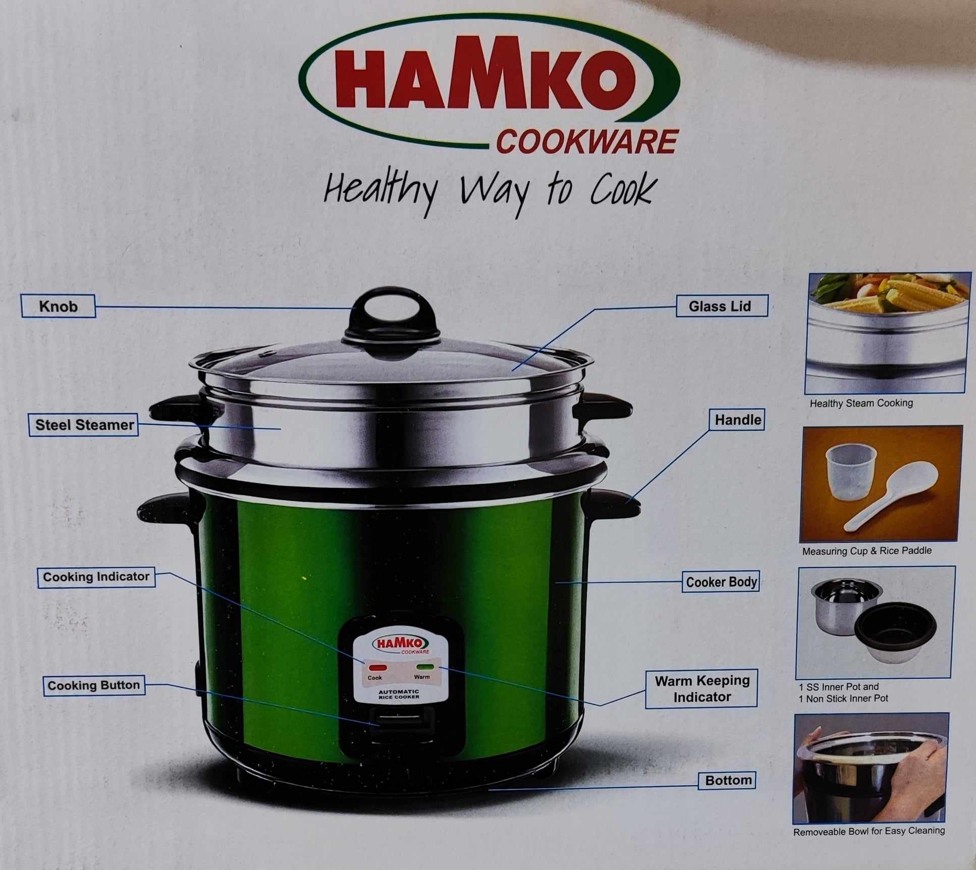 Rice Cooker & Curry Cooker 1.8 L Single pot (Non-stick) SS Body | Daraz ...