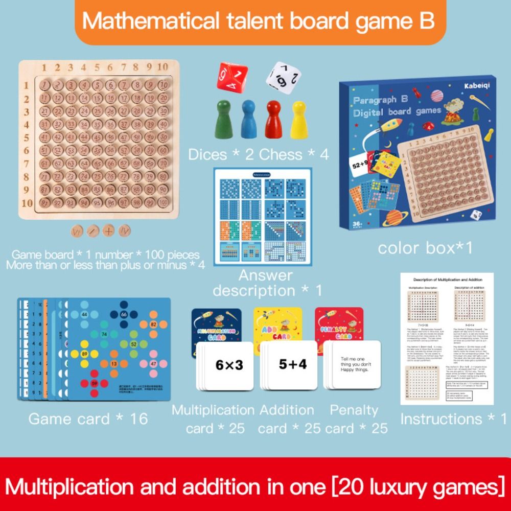 Interactive Thinking Game Multiplication Cards Arithmetic Math Board ...